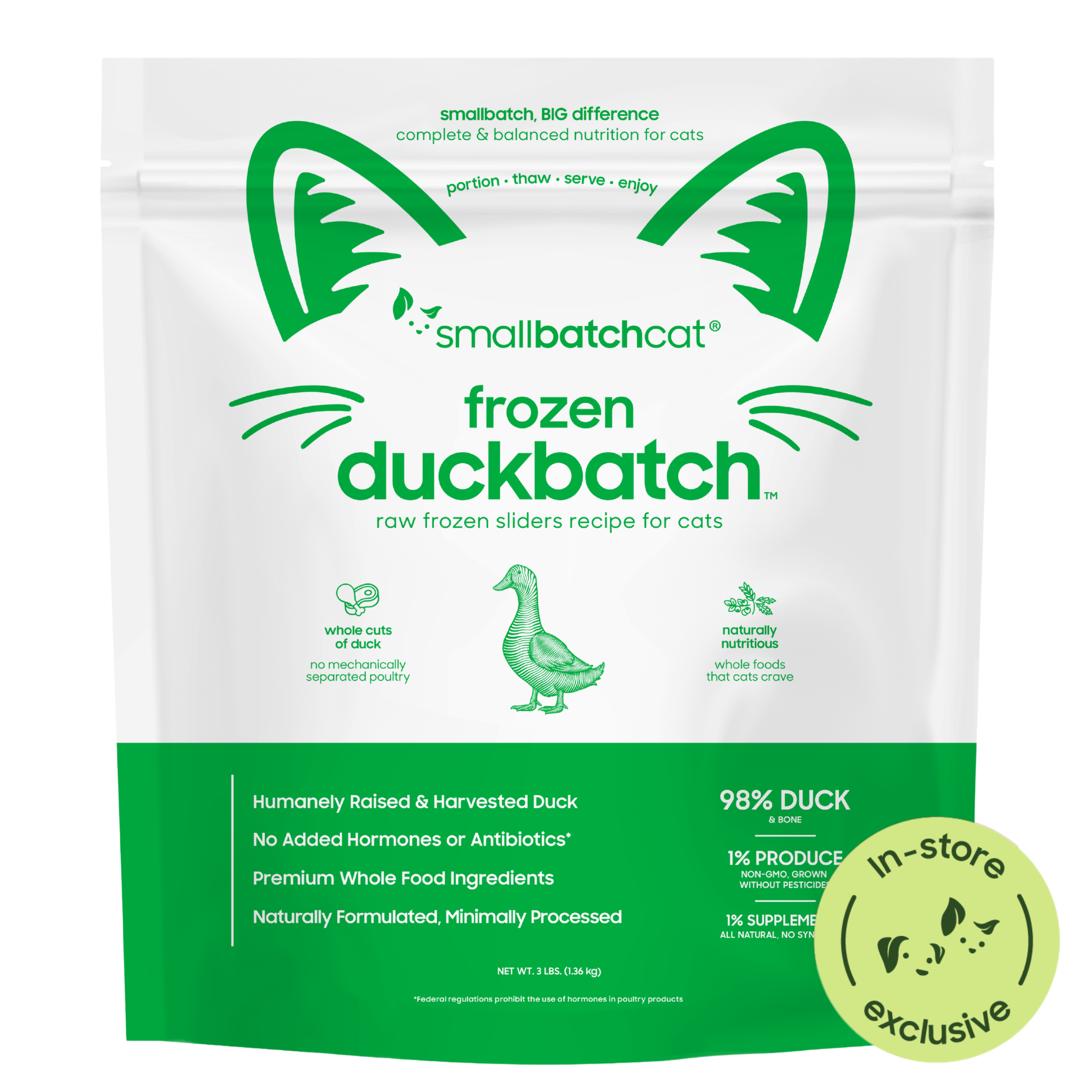 Smallbatch Pets Duck Raw Sliders 3lb for Cats